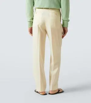 Auralee Wool And Mohair Straight Leg Trousers