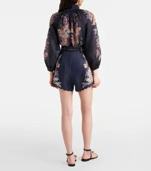 Zimmermann Rhiannon Paisley Embroidered Linen Shorts
