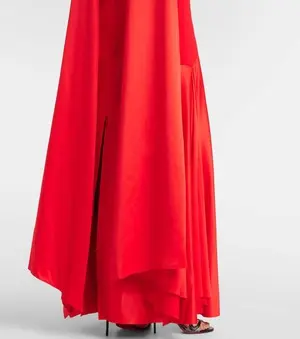 Solace London Cece Crepe And Satin Maxi Dress - Red