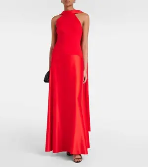 Solace London Cece Crepe And Satin Maxi Dress - Red