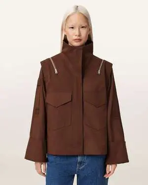 ALLSAINTS Leighton Cotton Utility Jacket - Brown