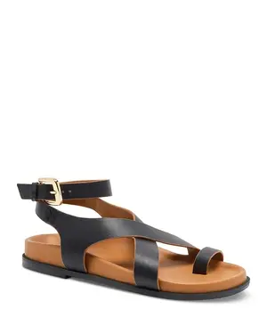 Free People Anya Crisscross Toe Ring Sandals - Black