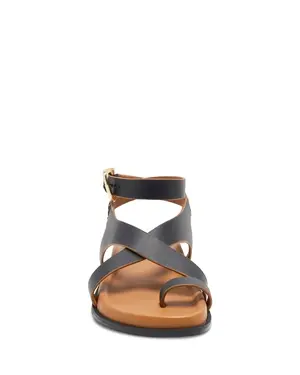 Free People Anya Crisscross Toe Ring Sandals - Black