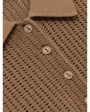 REISS Open Stitch Polo Top