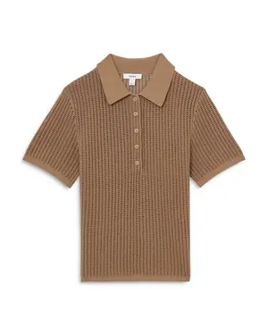 REISS Open Stitch Polo Top