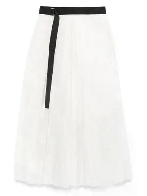 Sacai Plissé Midi Skirt - White