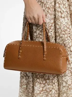 Michael Kors Roberta Pebbled Leather Satchel - Pink