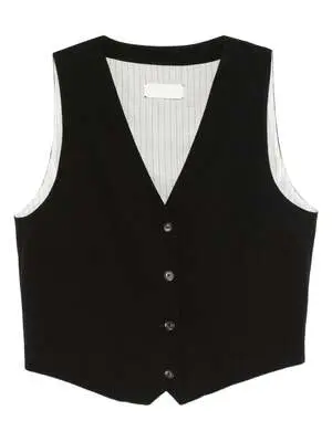 CIRCOLO 1901 V-neck Buttoned Vest - Black