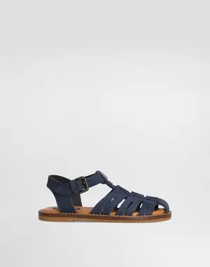Dolce & Gabbana Nubuck Sandals With Dg Logo - Blue