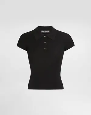 Dolce & Gabbana Ribbed Viscose Polo-shirt - Black