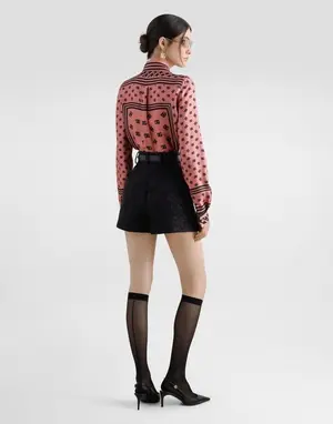 Dolce & Gabbana Quilted Floral Jacquard Shorts With Logo - Black