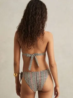 REISS Charlie Chevron-stripe Bikini Bottoms