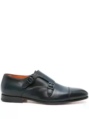 Santoni Leather Monk Strap Shoes