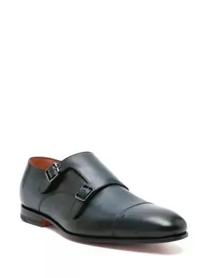 Santoni Leather Monk Strap Shoes
