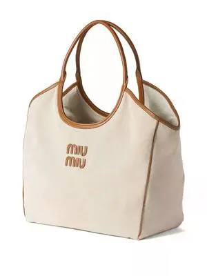 Miu Miu Ivy Canvas Tote Bag - Neutrals