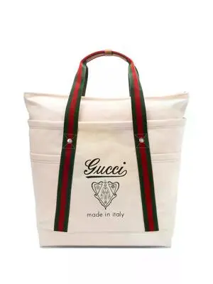 Gucci Large Printed Canvas Tote Bag - White