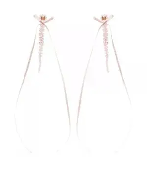 Simone Rocha Slim Bow Ribbon Drop Earrings - Pink