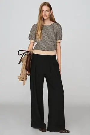 Maeve Puff-sleeve Sweatshirt T-shirt - Brown Pattern