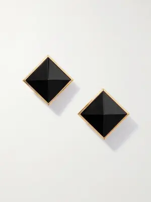 Saint Laurent Gold-tone Clip Earrings - Black