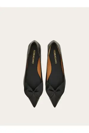 FERRAGAMO Soft Bow Ballet Flat - Black