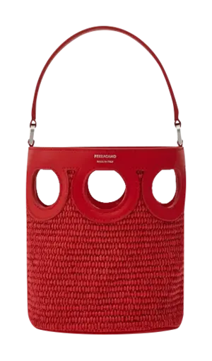 FERRAGAMO FERRAGAMO Gancini Outline Bucket Bag Xs Red
