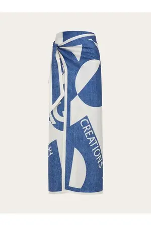 FERRAGAMO Venna Logo Sarong Skirt - Denim