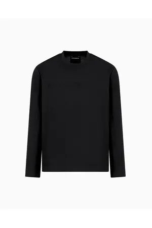 Emporio Armani Jersey Jumper With Jacquard Logo - Black