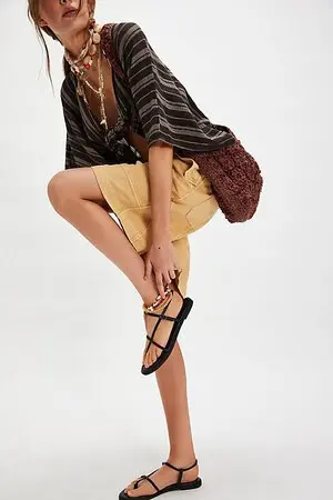 Free People Corsica Strappy Sandals - Black