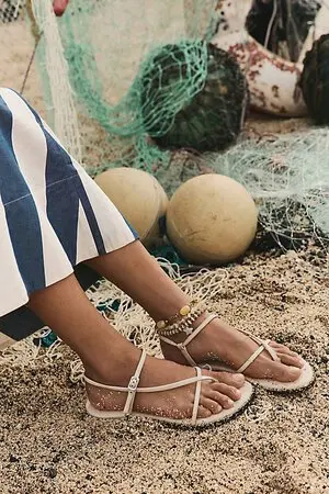 Free People Corsica Strappy Sandals - Bone