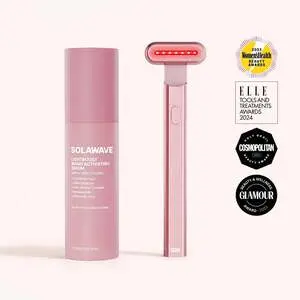 SOLAWAVE 4-in-1 Red Light Therapy Wand & Activating Serum Kit - Rose Gold