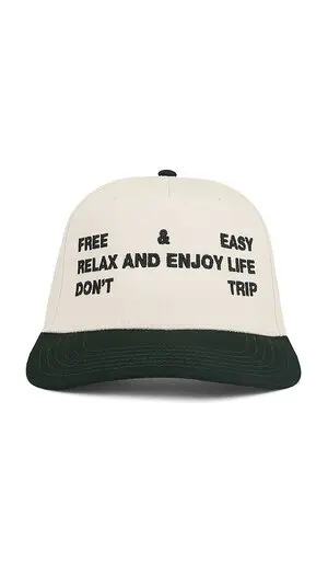 FREE & EASY Trifecta Two Tone 5 Panel Snapback Hat - Natural & Green