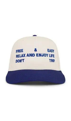 FREE & EASY Trifecta Two Tone 5 Panel Snapback Hat - Natural & Royal