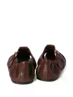 Miu Miu Cage-style Buckled Flat Pumps - Brown