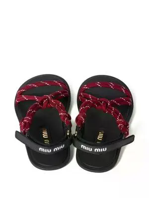Miu Miu Rivière Knotted Flat Sandals - Red
