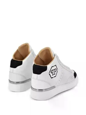 Philipp Plein Hexagon Leather Sneakers - White