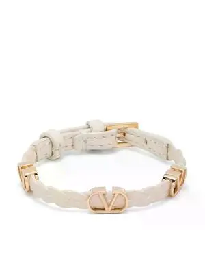 Valentino Garavani Vlogo Signature Braided Calfskin Bracelet - Neutrals