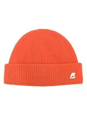K-WAY Logo-patch Wool Beanie - Orange