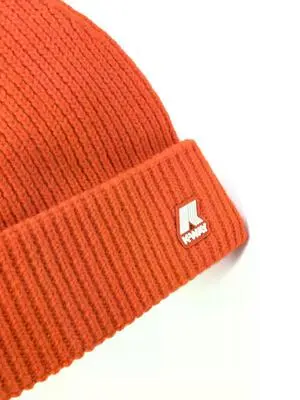 K-WAY Logo-patch Wool Beanie - Orange