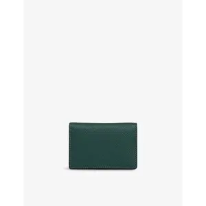 Smythson Panama Logo-print Leather Card Case - Forest Green
