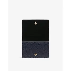 Smythson Panama Logo-print Leather Card Case - Navy