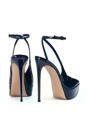 LE SILLA Uma Patent Leather Platform Pumps - Blue