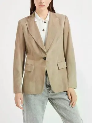 Brunello Cucinelli Suede Blazer - Neutrals