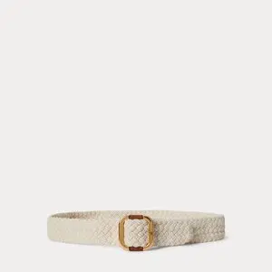 Ralph Lauren Woven Cotton Belt With Slide Buckle - Light Natural/lauren Tan