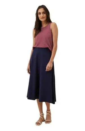 PACT Organic Cotton Fit & Flare Midi Skirt - Eclipse