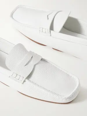 Khaite Billy Textured-leather Loafers - White