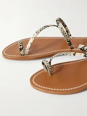 K.JACQUES Actium Snake-effect Leather Slides - Animal Print