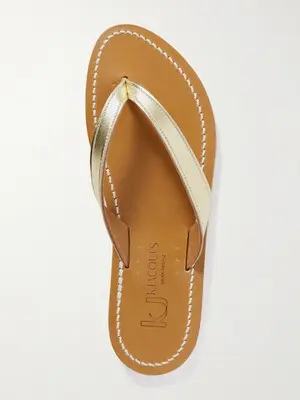 K.JACQUES Torino Metallic Leather Sandals - Gold