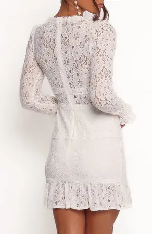 PETAL & PUP Lyra Ruffle & Lace Long Sleeve Minidress
