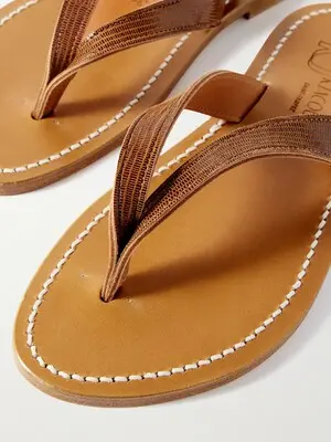K.JACQUES Torino Lizard-effect Leather Sandals - Brown