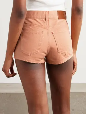 Chloé Embellished Mid-rise Denim Shorts - Orange